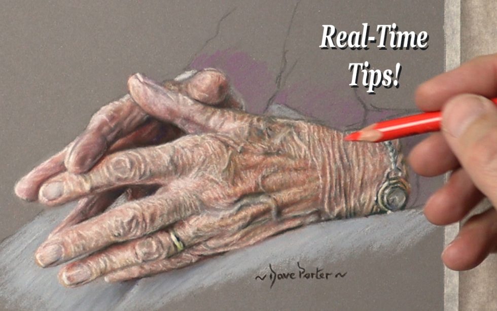 Pastel Portrait tips: how to draw a realistic old wrinkled hand - Dave ...