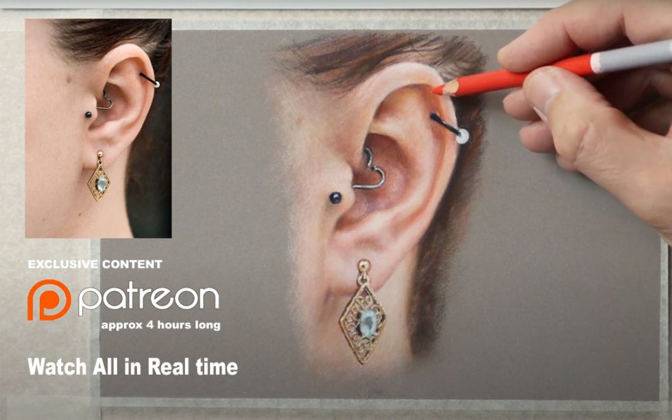 How to Draw a Realistic Ear in pastels... Patreon Tutorials - Dave ...
